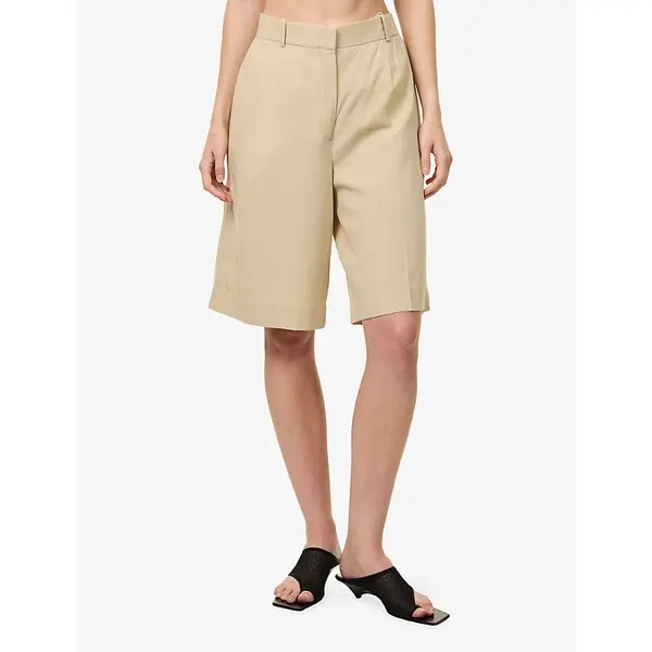 TOTEME Tailored Wide-leg Cotton-blend Shorts