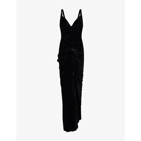 Rick Owens Strutter Cowl Neck Velvet Maxi Dress - Black