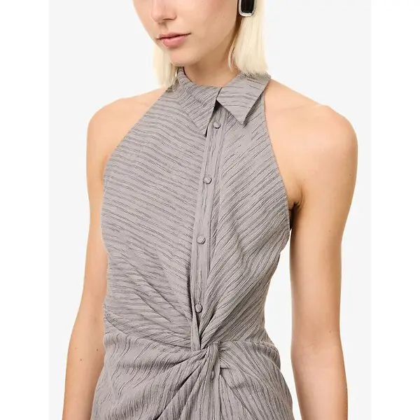 OUDE WAAG Cotton-blend Maxi Dress With Halterneck And Knot Detail