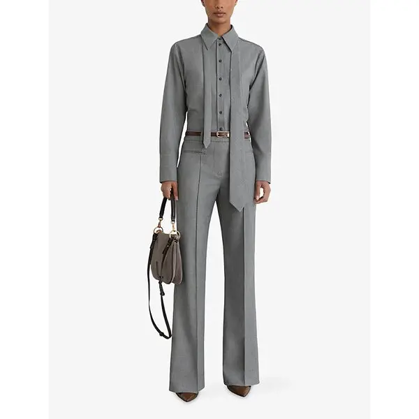 REISS Rosaria Neck-tie Stretch-woven Shirt