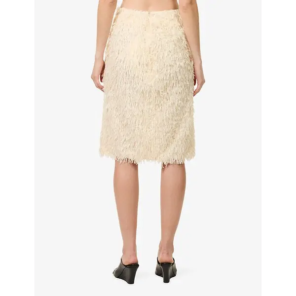 TOTEME Feathered Jersey Midi Skirt - Eggshell