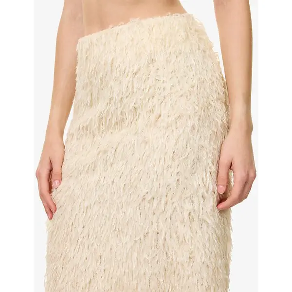 TOTEME Feathered Jersey Midi Skirt - Eggshell