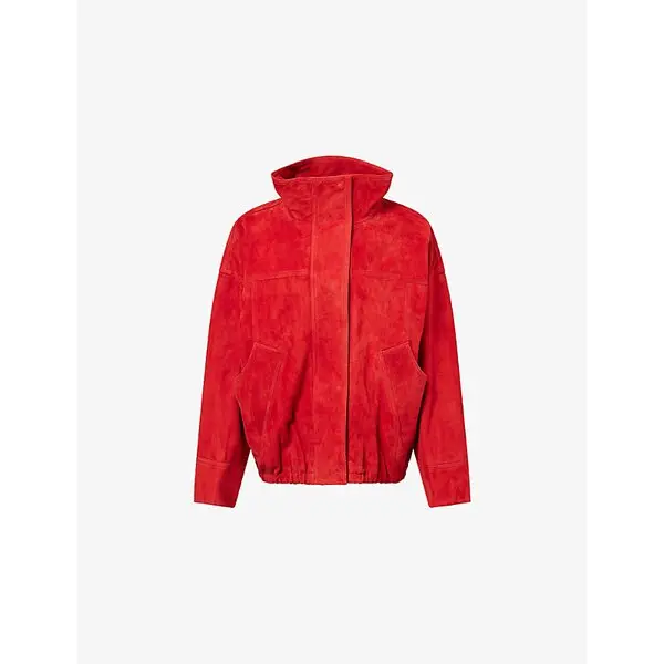 ROHE FRAMES Stand-collar Drawstring-waist Suede Jacket
