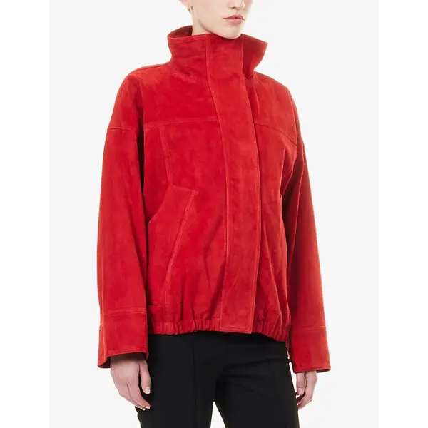 ROHE FRAMES Stand-collar Drawstring-waist Suede Jacket