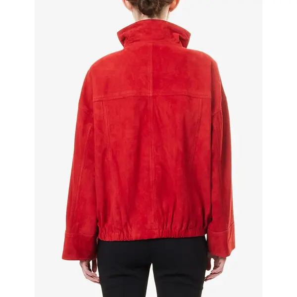 ROHE FRAMES Stand-collar Drawstring-waist Suede Jacket