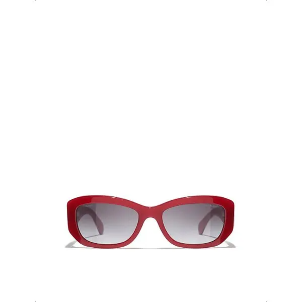 Chanel Rectangular Frame Acetate Sunglasses - Red