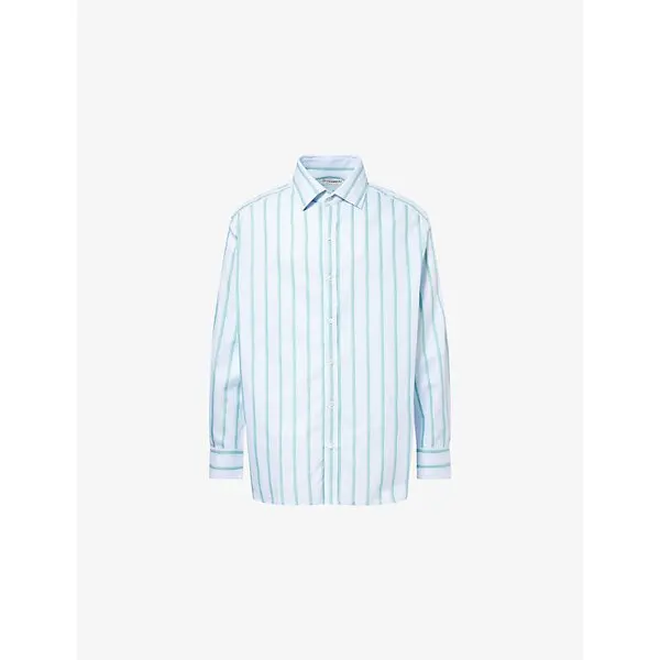 JW Anderson Stripe-print Pointed-collar Cotton Shirt