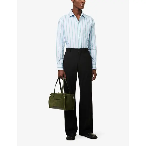 JW Anderson Stripe-print Pointed-collar Cotton Shirt