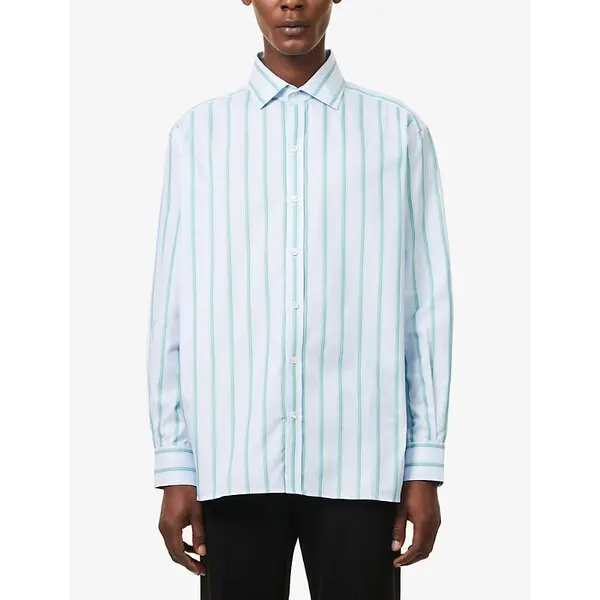 JW Anderson Stripe-print Pointed-collar Cotton Shirt