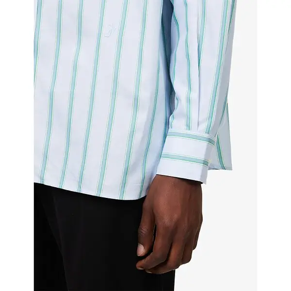 JW Anderson Stripe-print Pointed-collar Cotton Shirt