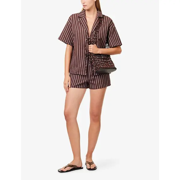 4TH & RECKLESS Lara Striped Cotton-blend Shorts