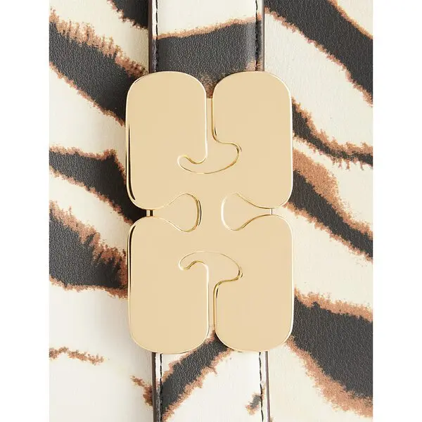 GANNI Kat Zebra Small Faux-leather Shoulder Bag - Egret