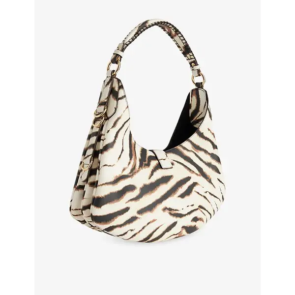 GANNI Kat Zebra Small Faux-leather Shoulder Bag - Egret