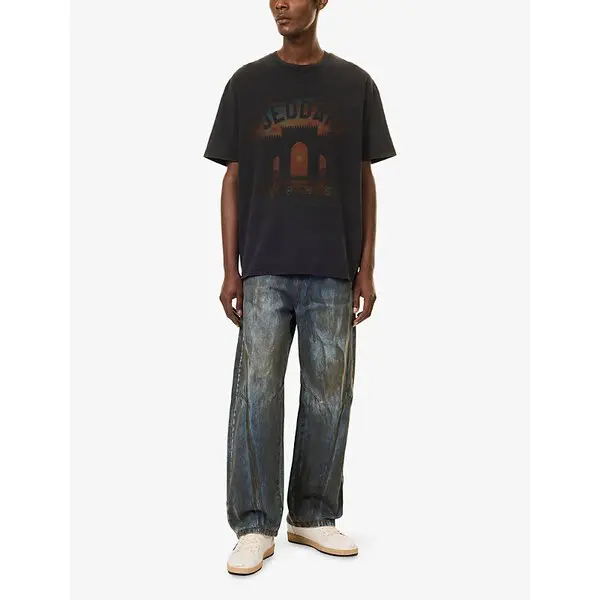 1886 Dirty Wash' Curved-seam Wide Leg Jeans