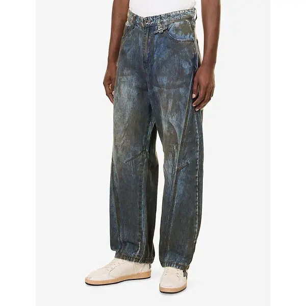 1886 Dirty Wash' Curved-seam Wide Leg Jeans