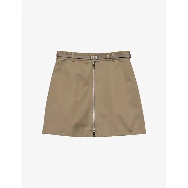 Prada Belted Cotton Mini Skirt