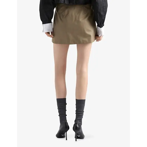 Prada Belted Cotton Mini Skirt