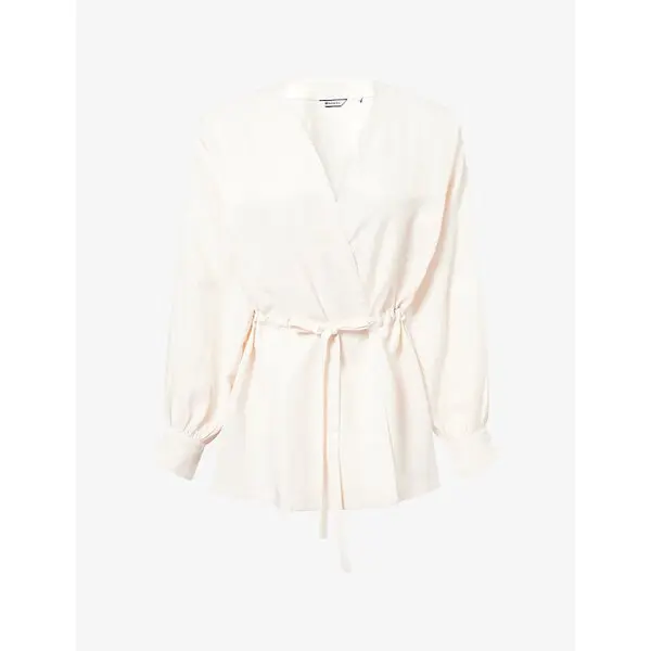 KAYANEE Linen-blend Wrap-front Top