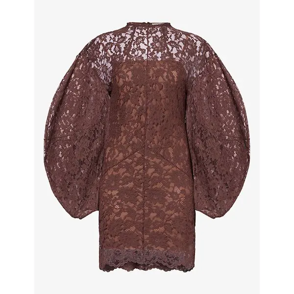 DE LA VALI Airam Balloon-sleeve Lace Mini Dress