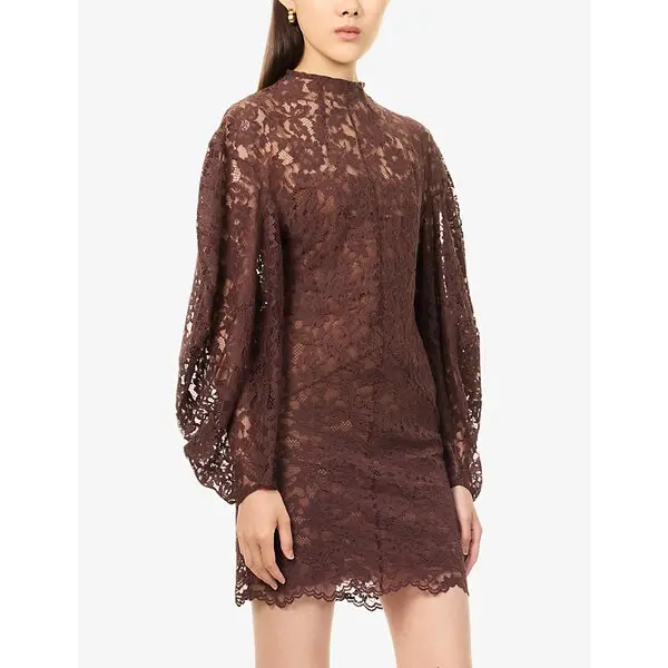 DE LA VALI Airam Balloon-sleeve Lace Mini Dress