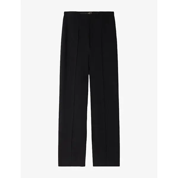 Sandro High-rise Straight-leg Stretch-woven Trousers