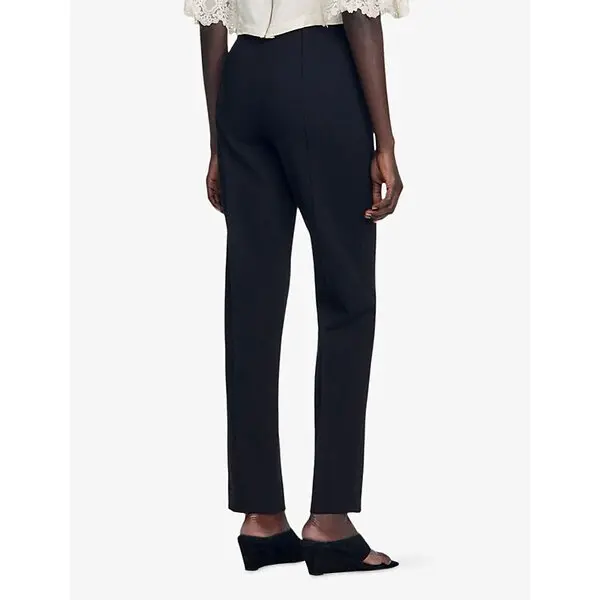 Sandro High-rise Straight-leg Stretch-woven Trousers