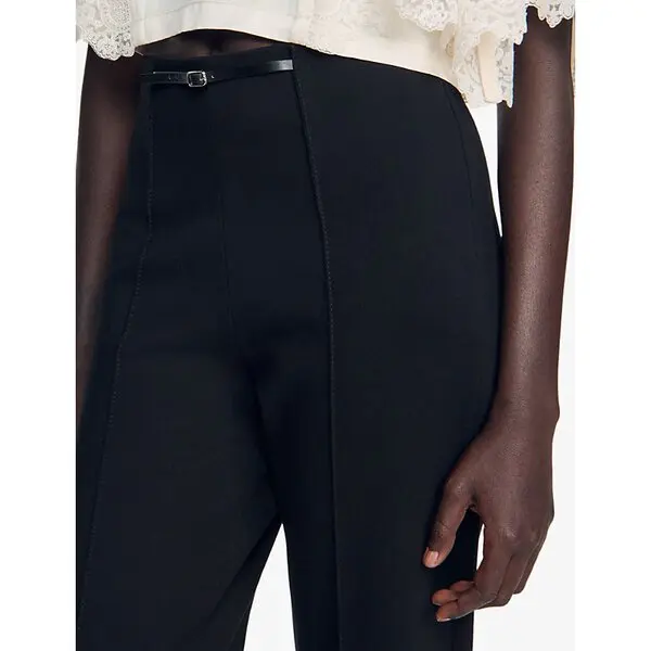 Sandro High-rise Straight-leg Stretch-woven Trousers