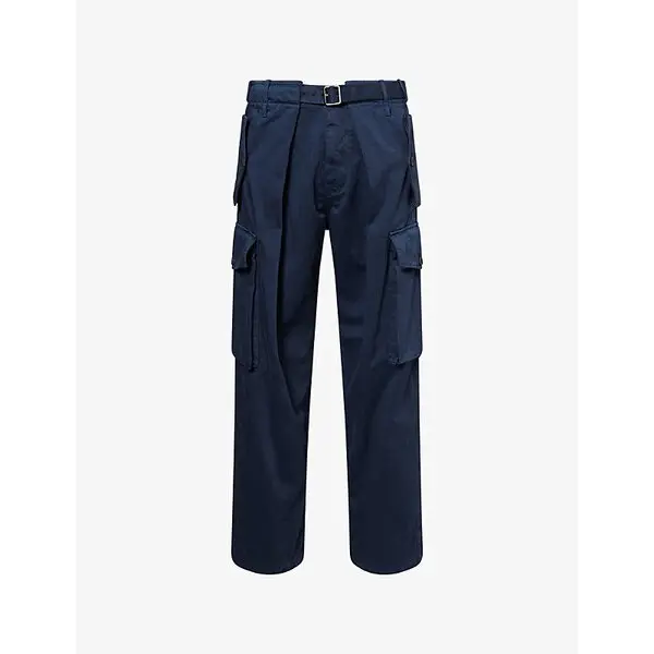 Loewe Relaxed-fit Cotton Cargo Trousers With Leather Patch