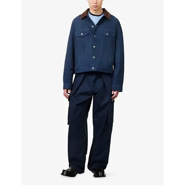 Loewe Relaxed-fit Cotton Cargo Trousers With Leather Patch