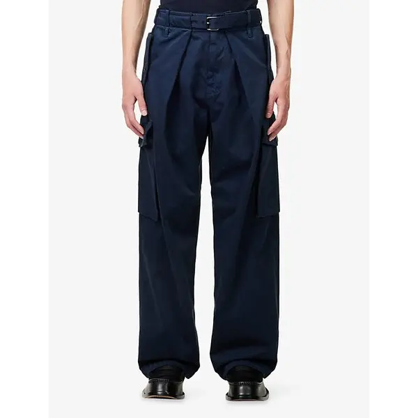 Loewe Relaxed-fit Cotton Cargo Trousers With Leather Patch