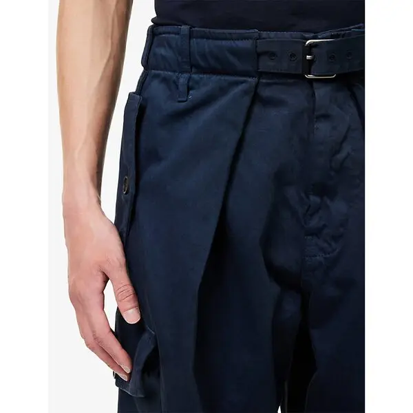 Loewe Relaxed-fit Cotton Cargo Trousers With Leather Patch