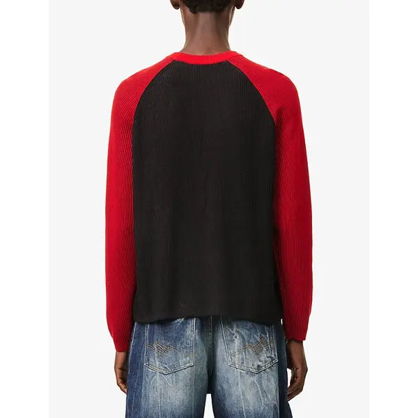 TWOJEYS Colour-block Rib-knit Cotton-blend Jumper