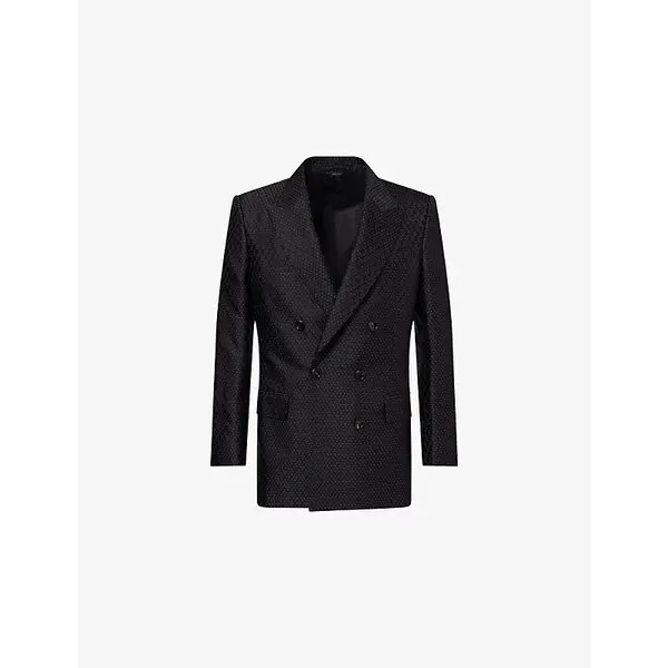 TOM FORD Dotted Lozenge Jacquard Silk-blend Blazer