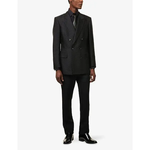 TOM FORD Dotted Lozenge Jacquard Silk-blend Blazer