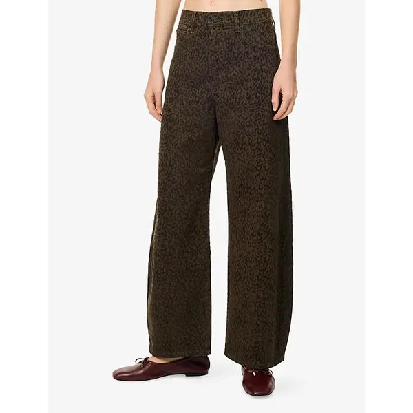 FRAME Animal Print Cropped Jeans