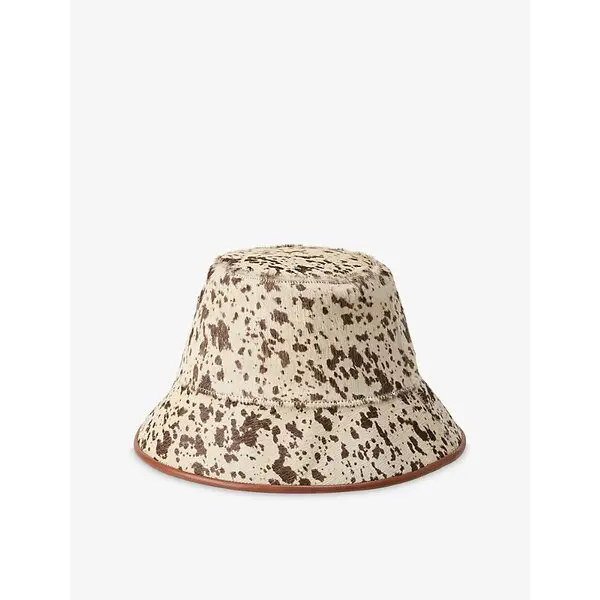 Polo Ralph Lauren Cow-print Calf-hair Leather Bucket Hat - Spotted Brown