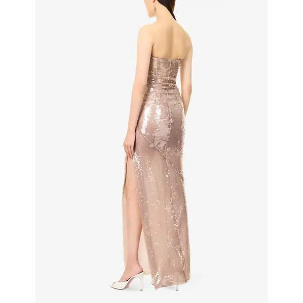 Galvan Strapless Sequin Embellished Maxi Gown