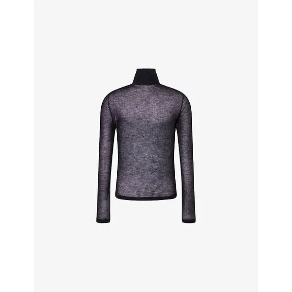Rick Owens Sheer Ribbed Cashmere Turtle Neck Jumper