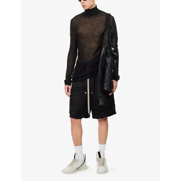 Rick Owens Sheer Ribbed Cashmere Turtle Neck Jumper