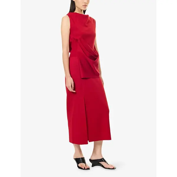 CFCL Ac Milan Draped Knitted Maxi Dress