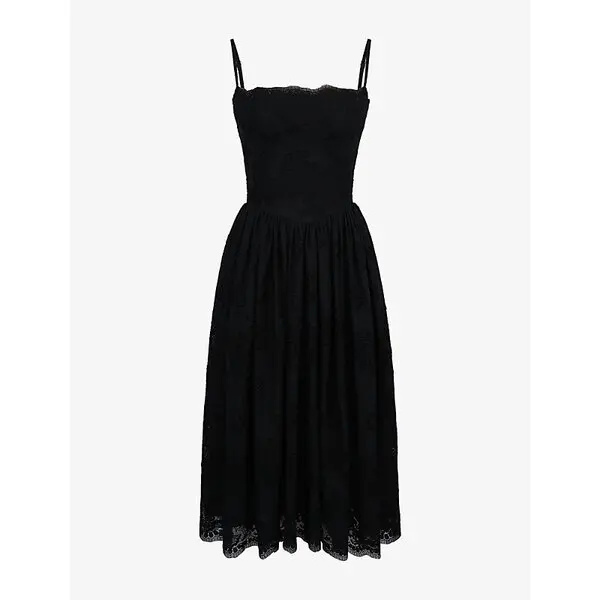 House Of Cb Chloe Broderie Anglaise Midi Sundress - Black
