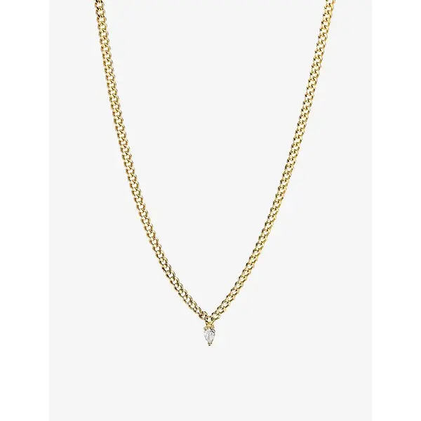 Mejuri Pear Diamond 14ct Yellow- And 0.1ct Diamond Chain Necklace - Gold