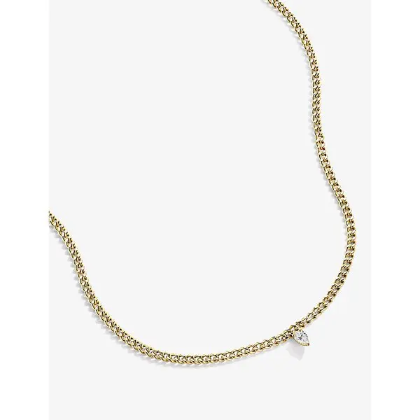 Mejuri Pear Diamond 14ct Yellow- And 0.1ct Diamond Chain Necklace
