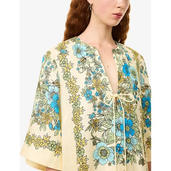 ALEMAIS Sophia Printed Linen Mini Dress