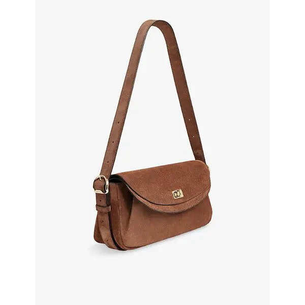 Sandro Le Mambo Suede Shoulder Bag - Brown