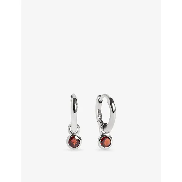 Monica Vinader January Birthstone Sterling- And Red Garnet Huggie Earrings - Silver