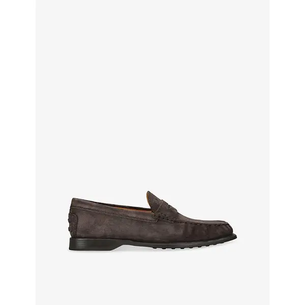 TOD'S Suede Penny Strap Loafers