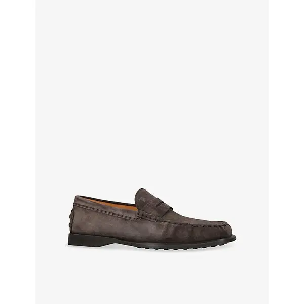 TOD'S Suede Penny Strap Loafers