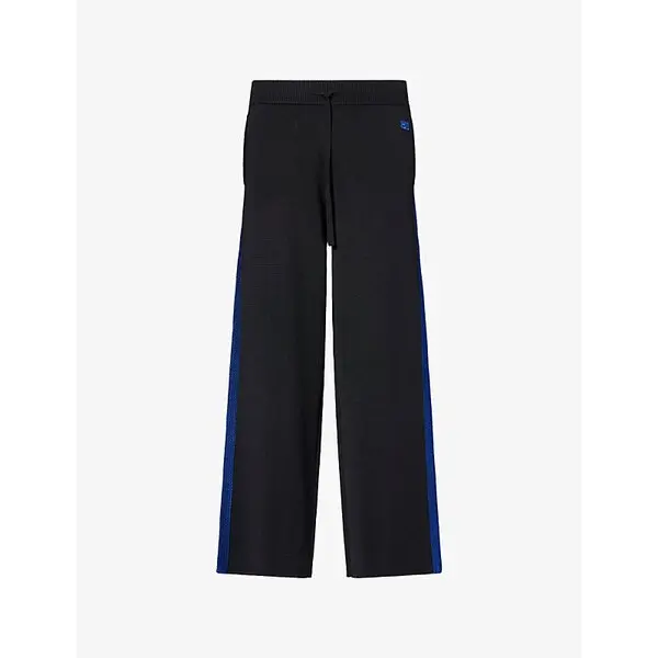 WALES BONNER Crochet-stripe Knitted Track Pants - Navy