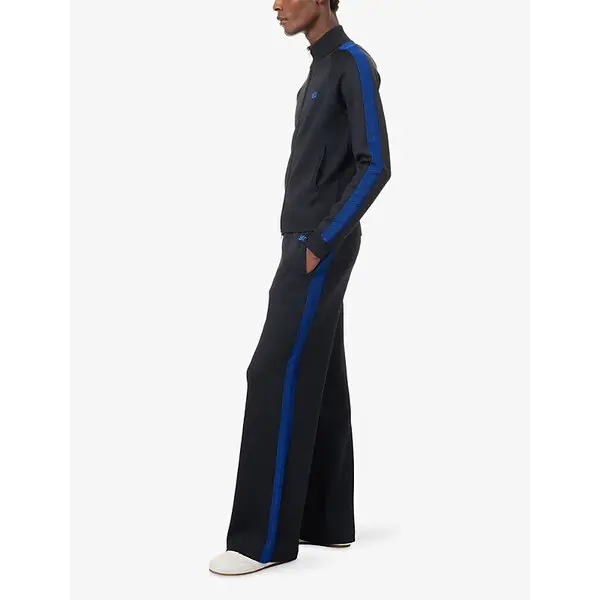WALES BONNER Crochet-stripe Knitted Track Pants - Navy